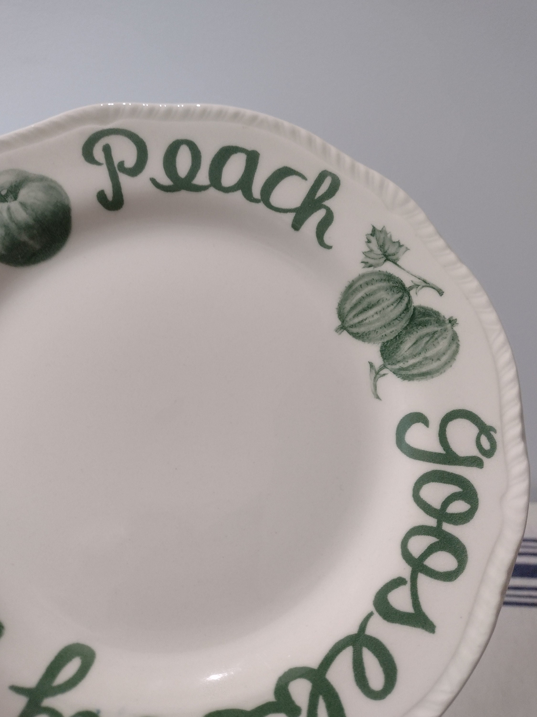 1980s Wood & Sons Country Green Dessert Plate Lime Peach Gooseberry ...