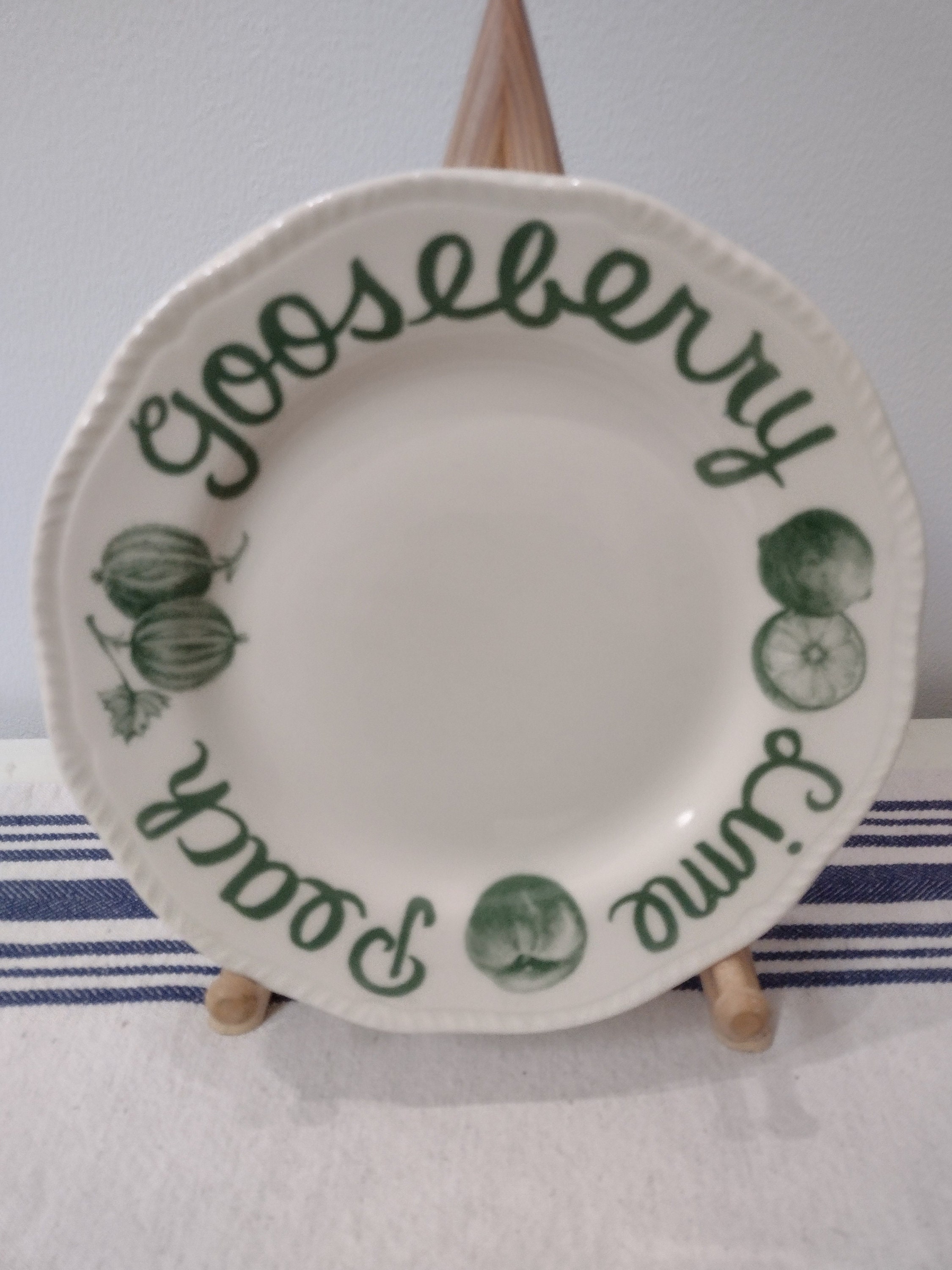 1980s Wood & Sons Country Green Dessert Plate Lime Peach Gooseberry ...