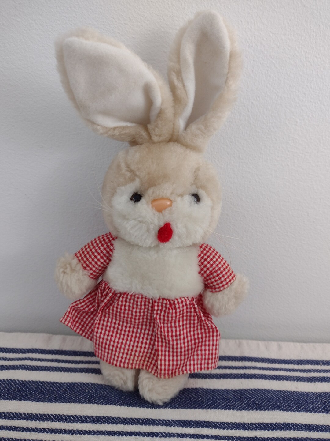 Vintage Gerhardshofen German Plush Bunny Rabbit Red Gingham 10" Felt ...
