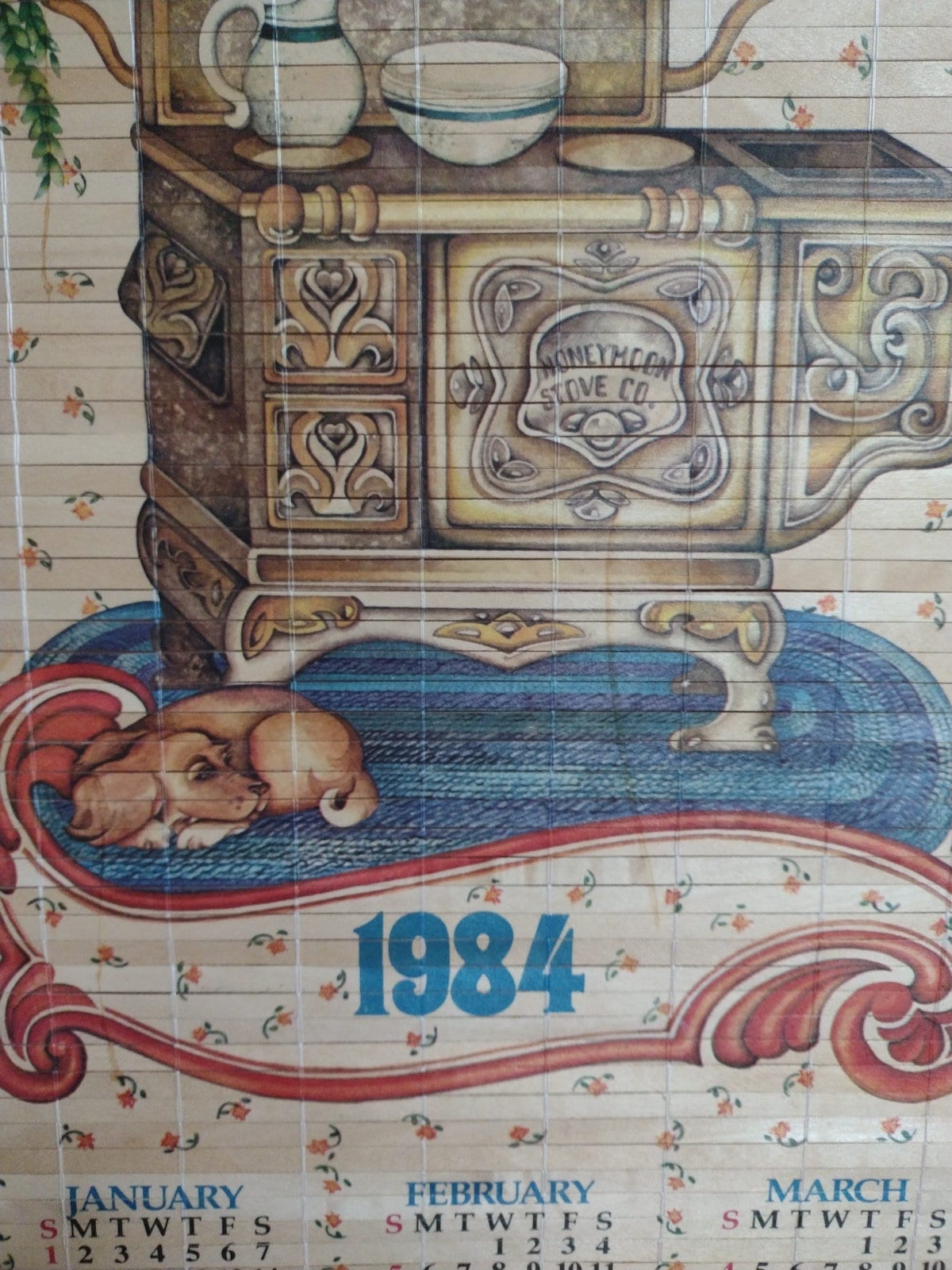 1984 Wooden Wall Scroll Calendar Old Fashioned Honeymoon - Etsy