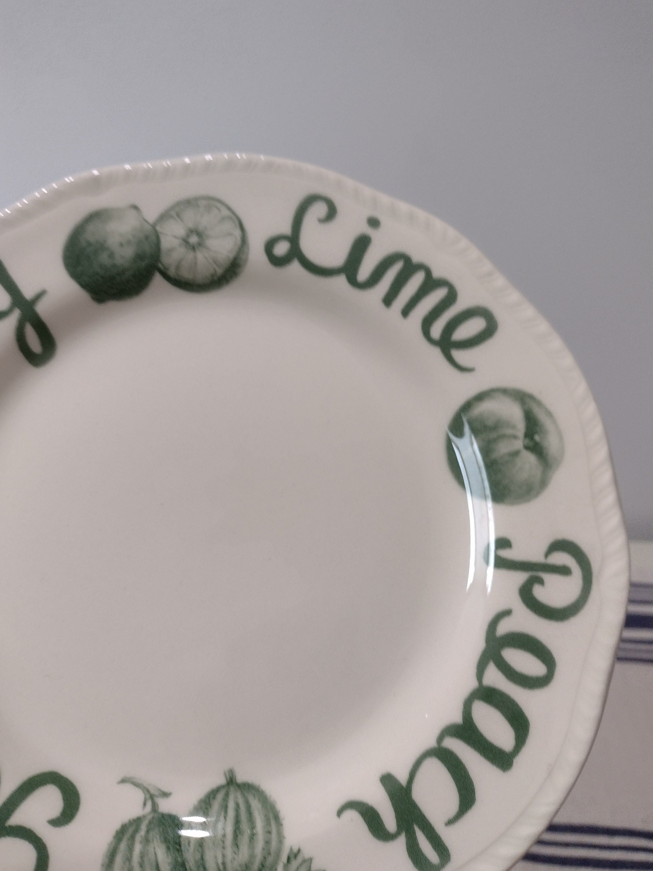 1980s Wood & Sons Country Green Dessert Plate Lime Peach Gooseberry ...