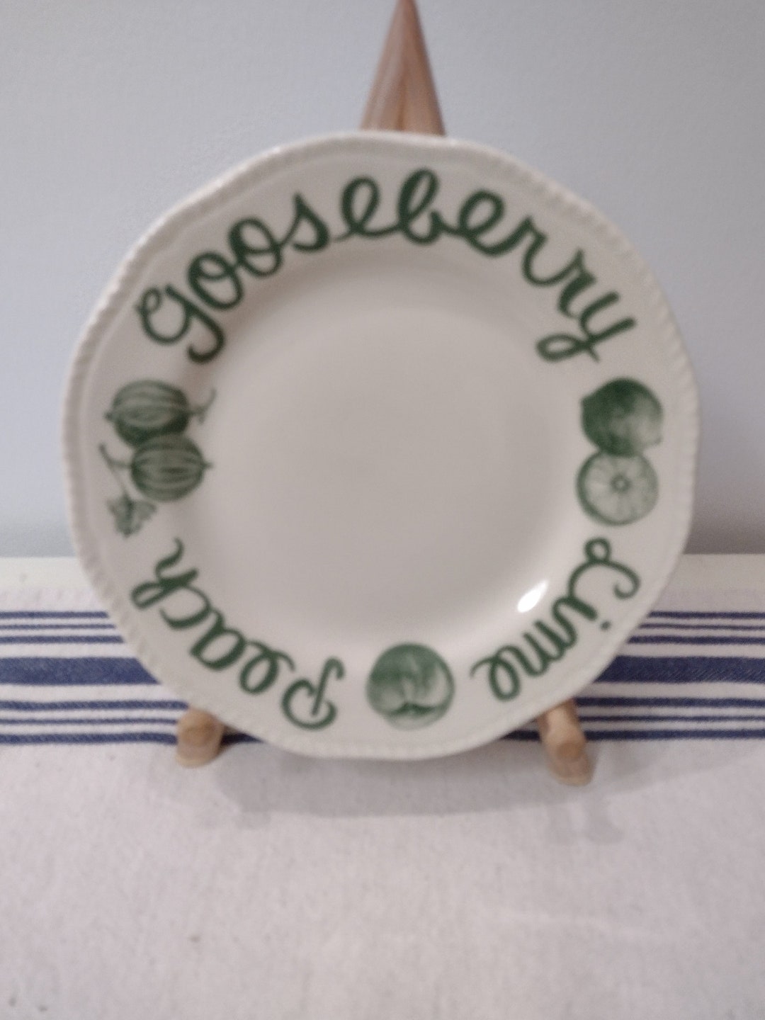 1980s Wood & Sons Country Green Dessert Plate Lime Peach Gooseberry ...