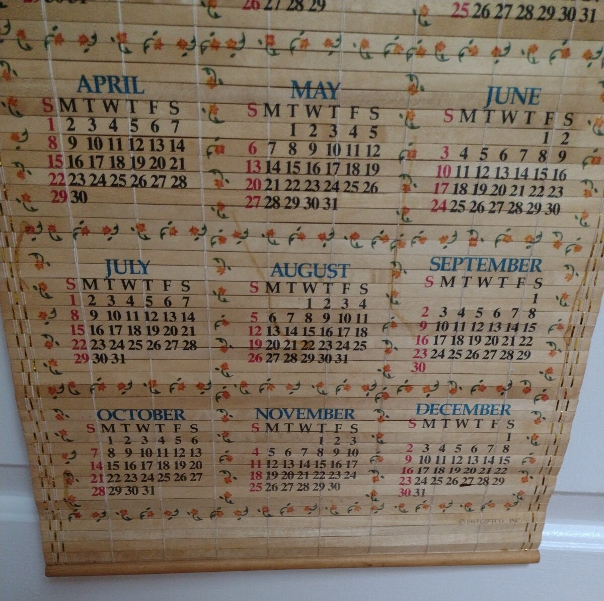 1984 Wooden Wall Scroll Calendar Old Fashioned Honeymoon - Etsy