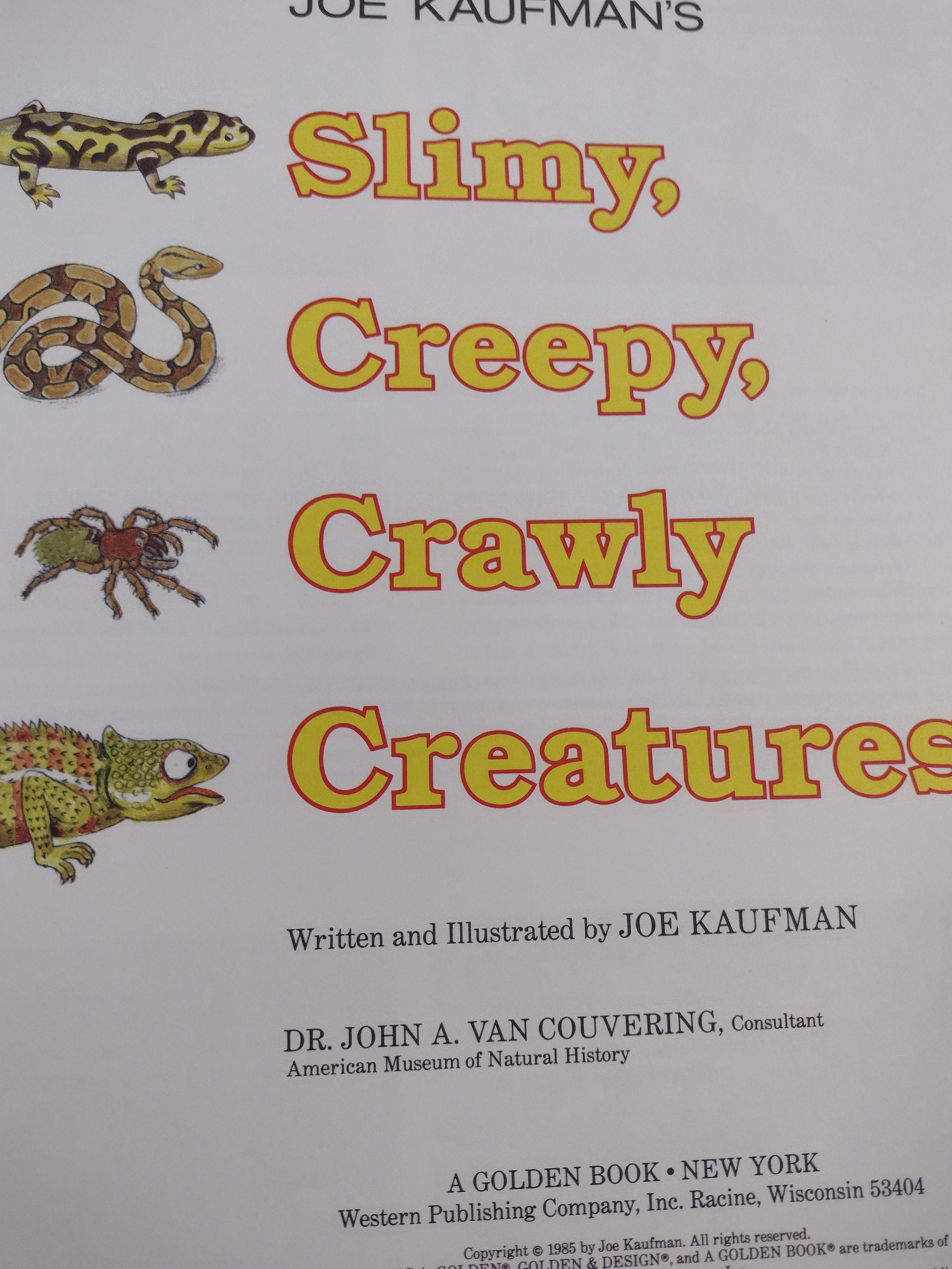 1985 Slimy, Creepy, Crawly Creatures by Joe Kaufman Oversized Hardcover ...