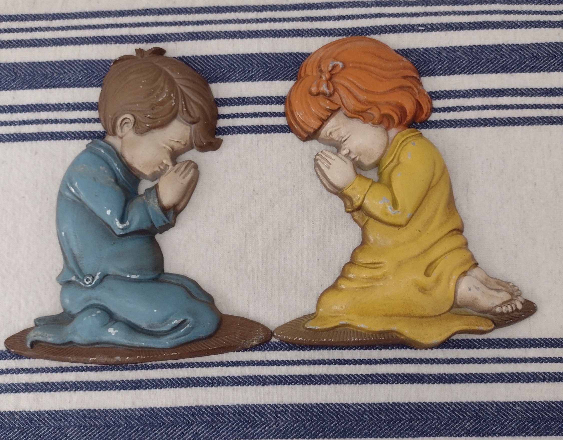 Vintage Sexton Metal Wall Plaques - Praying Girl and Boys in Pjs 1979 ...