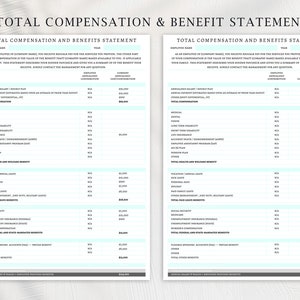 Total Compensation Statement Template, Employee Benefits Packet, Pay ...