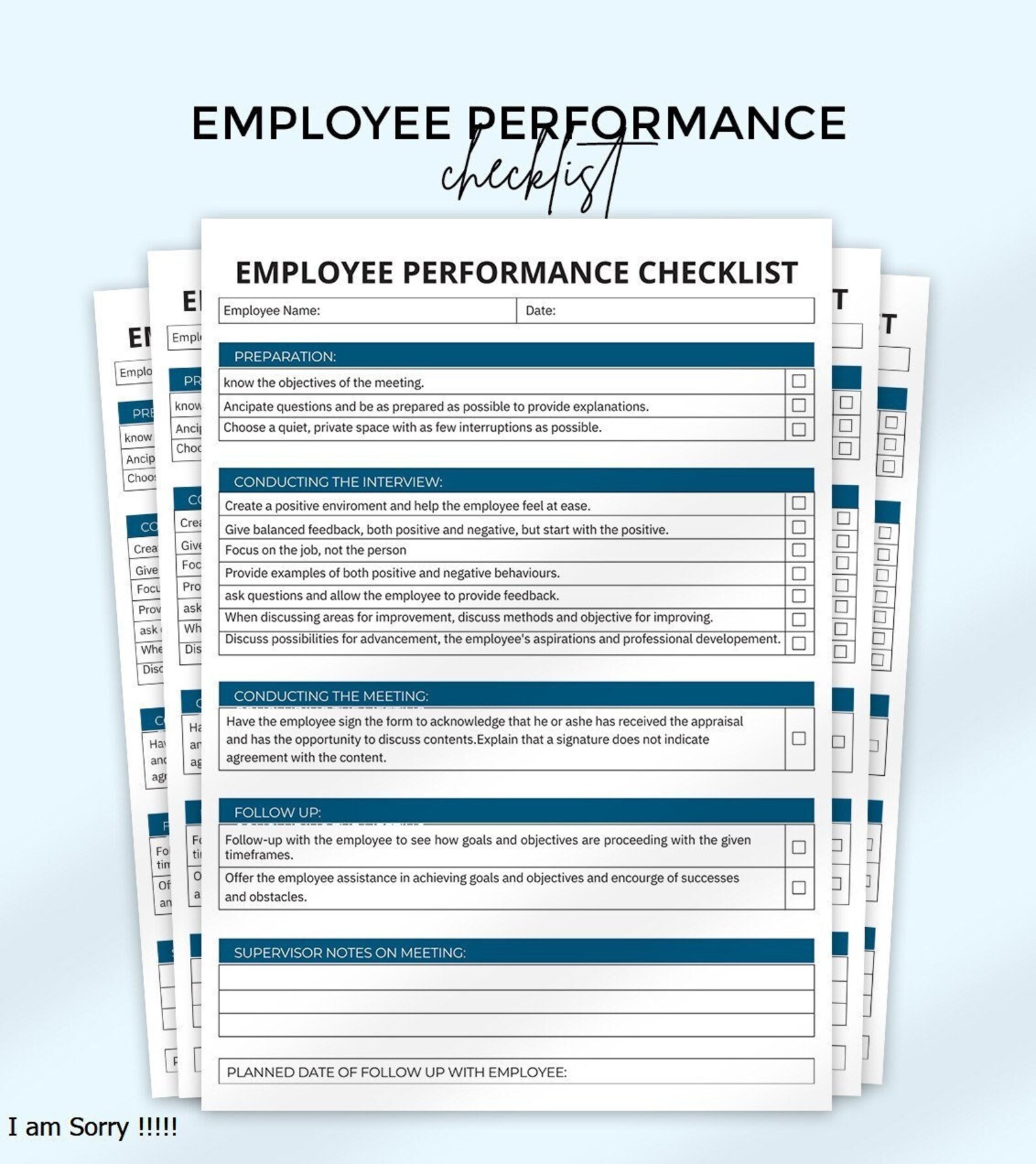 Employee Performance Checklist Template Edit in Canva - Etsy