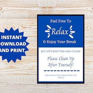 Keep Area Clean Signs 2 Printable Signs for Fridge, and Breakroom ...