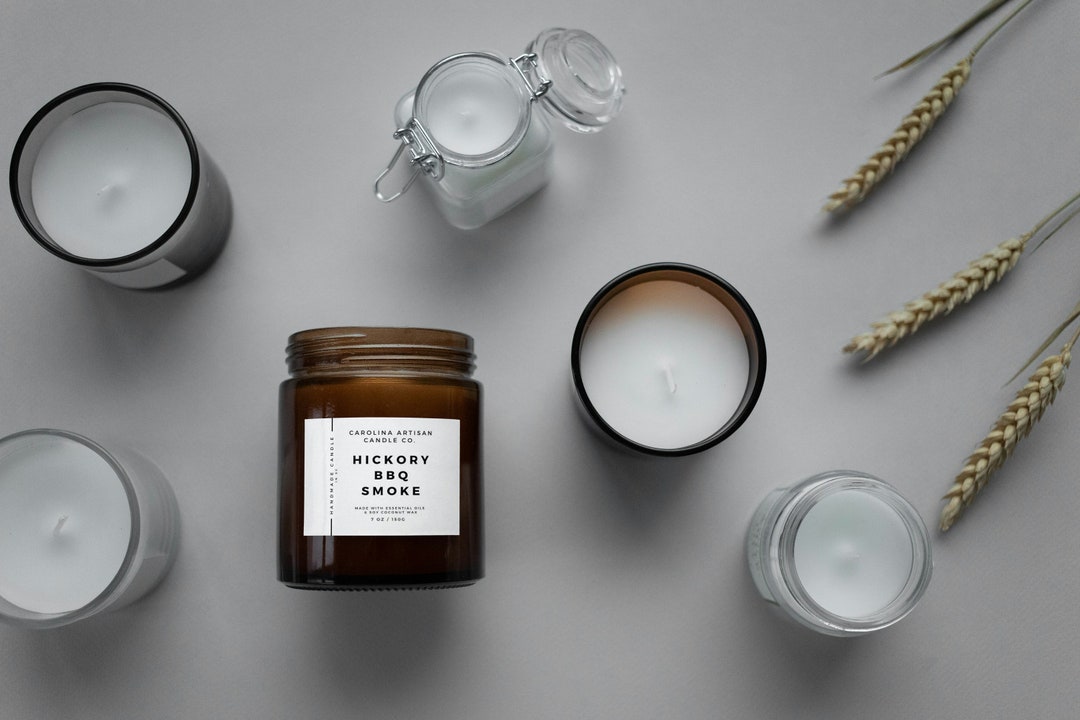 7 Oz Father's Gift Set of 3 Candles Hickory BBQ Smoke Candle Leather ...