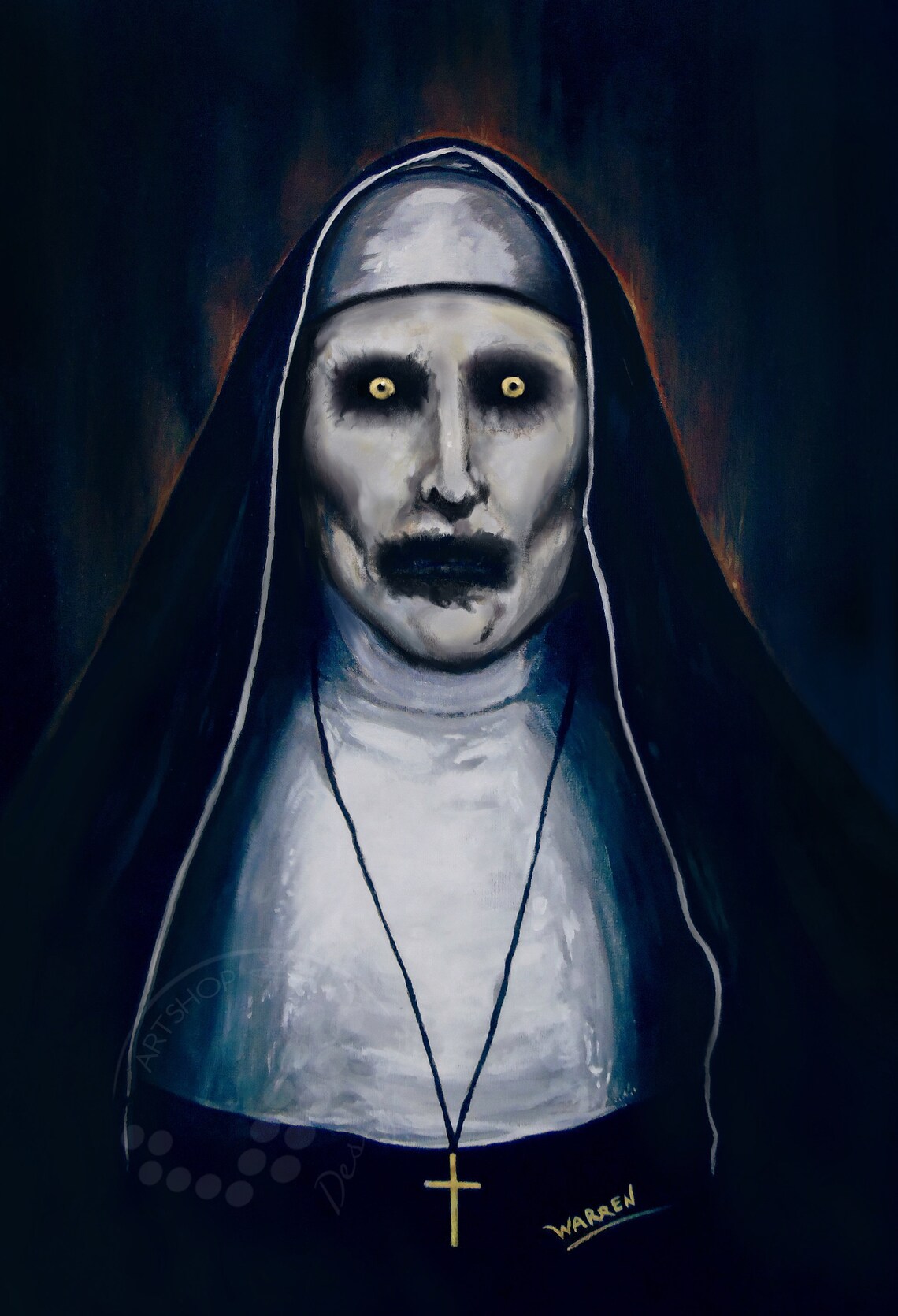 Valak lights Out Version Painting Replica Print - Etsy