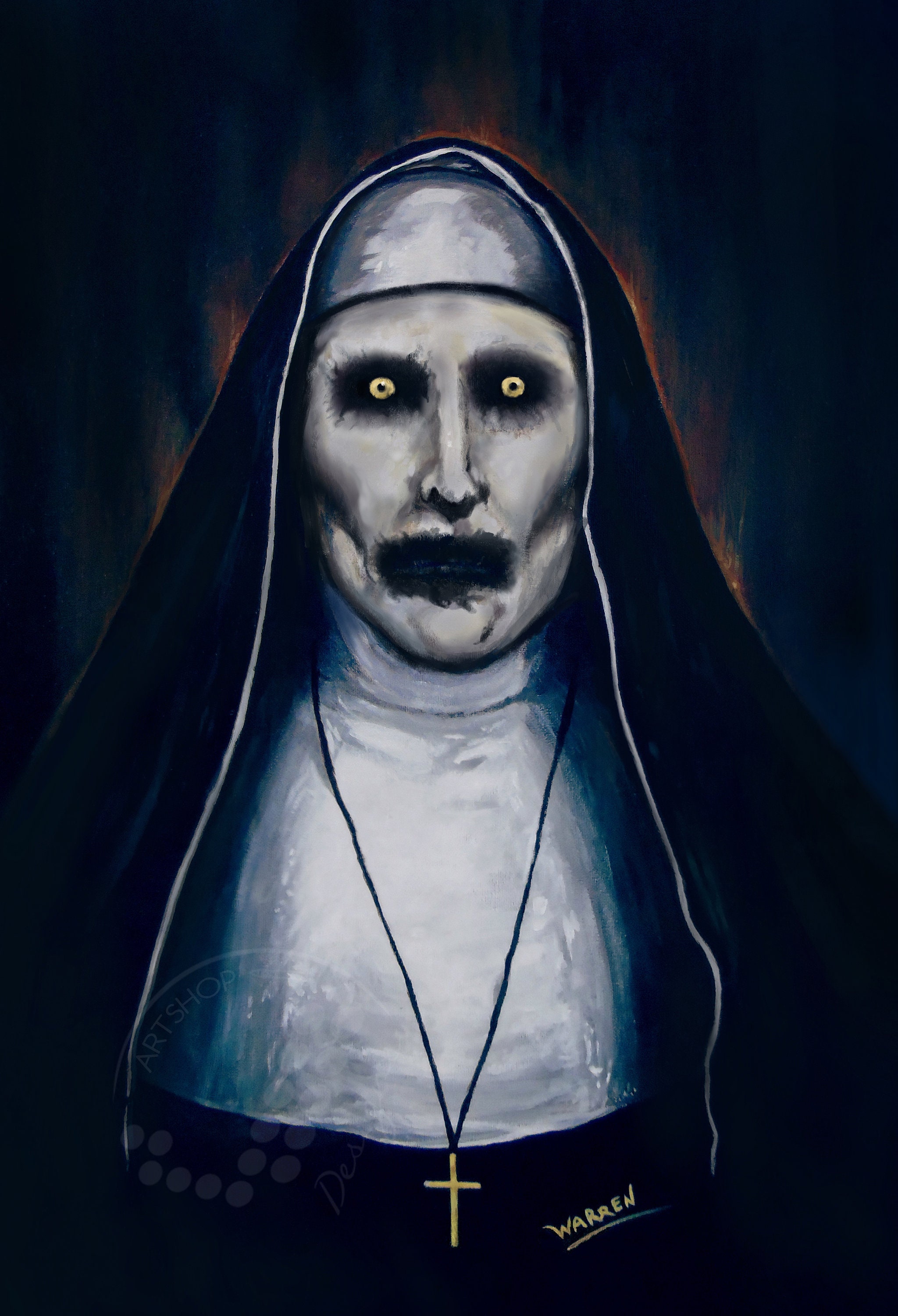 Valak lights Out Version Painting Replica Print - Etsy