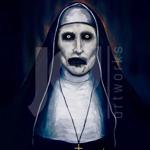 Valak "lights Out Version" Painting Replica Print Canvas (demon Nun ...