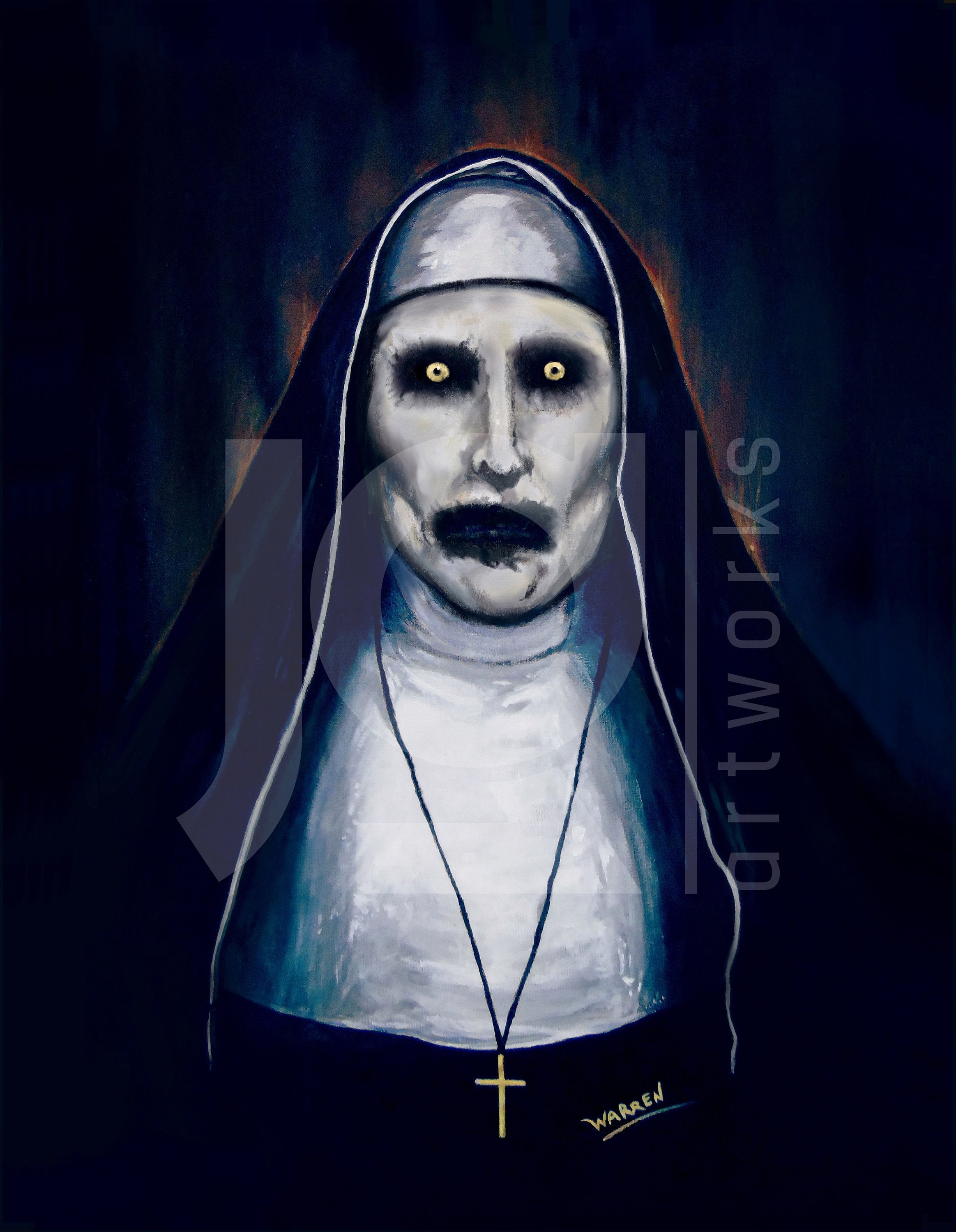 Valak lights Out Version Painting Replica Print - Etsy