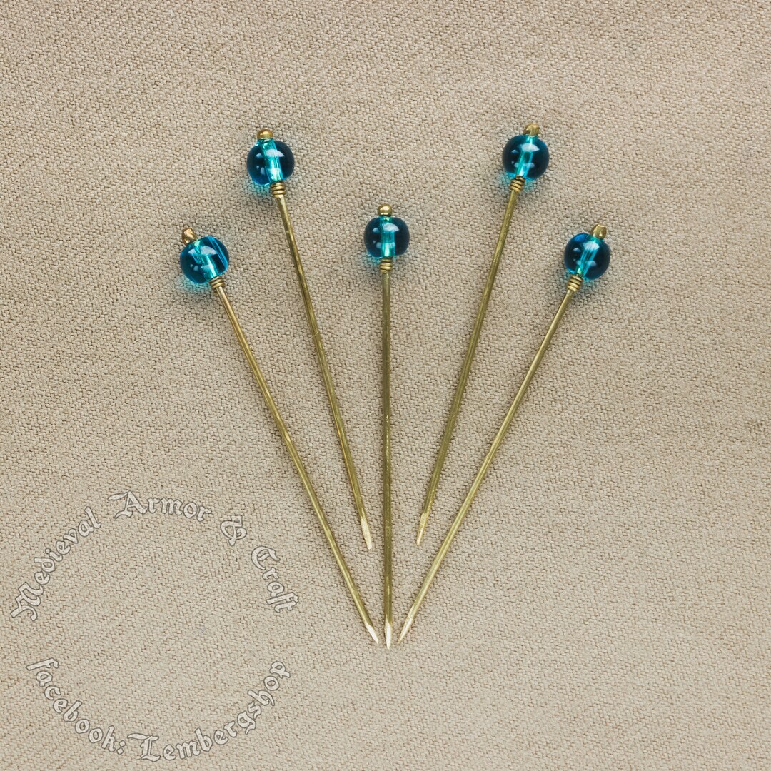 Blue Medieval Pins for a Headdress, (5prc Set) the Hairpins 13-15 ...