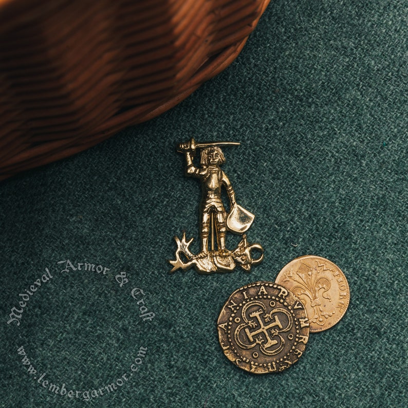 St Michael Slaying the Devil Medieval Badge. Pilgrim Pin for a - Etsy