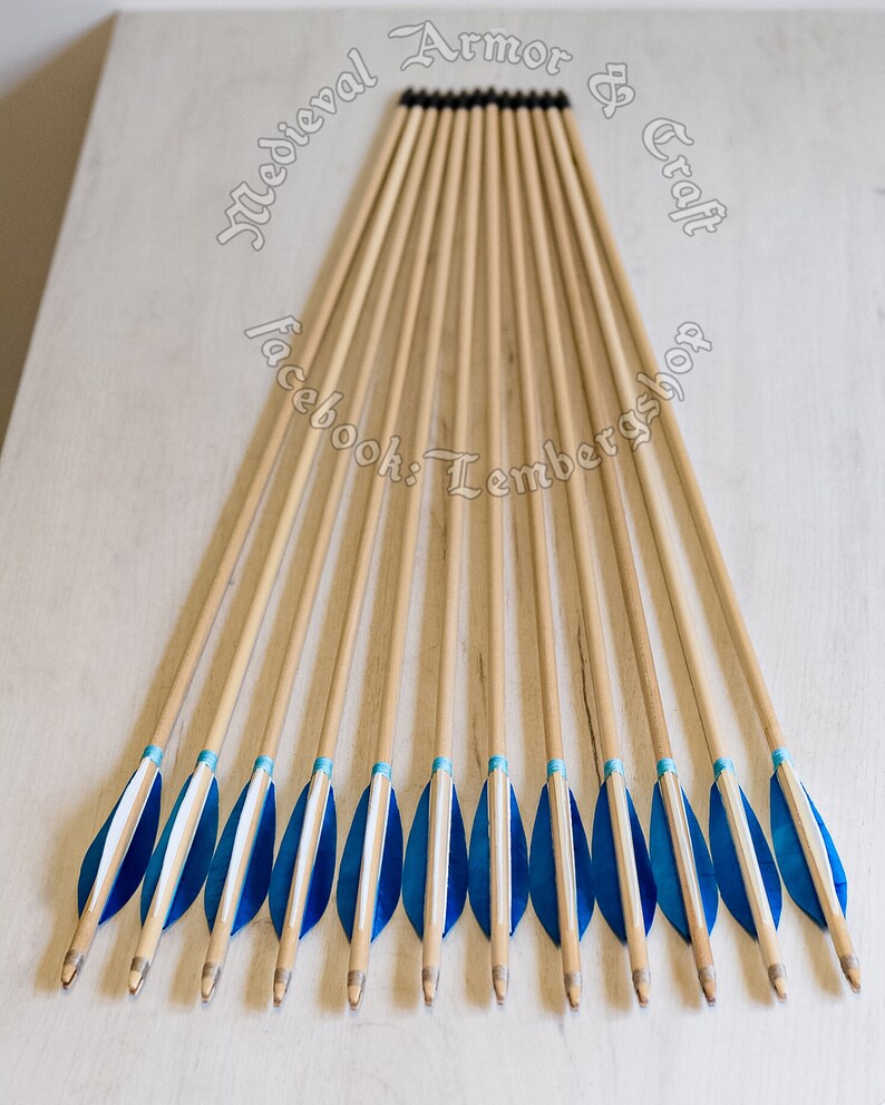 Blue wooden arrows for traditional and medieval archery. | Etsy