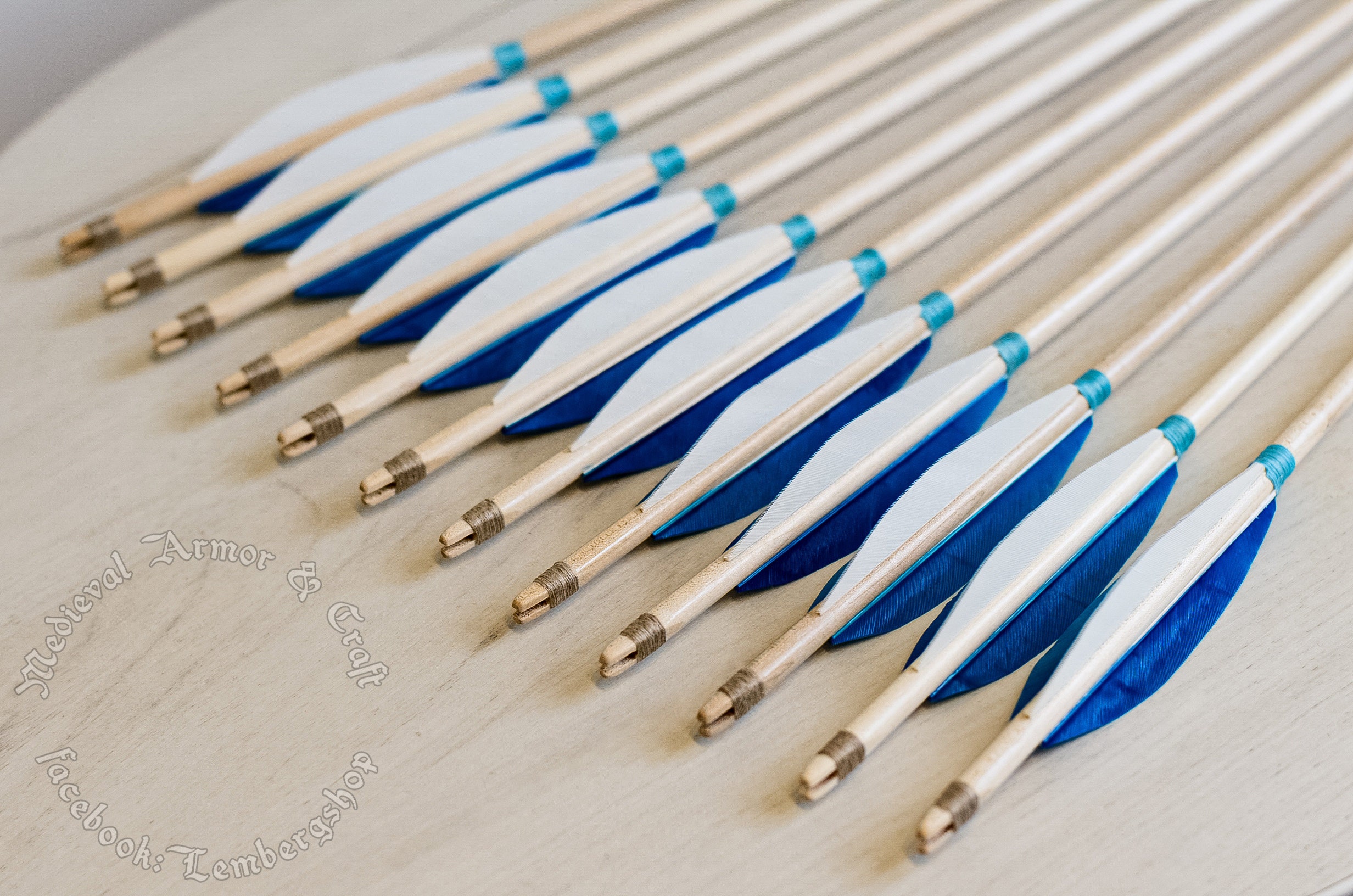 Blue wooden arrows for traditional and medieval archery. | Etsy