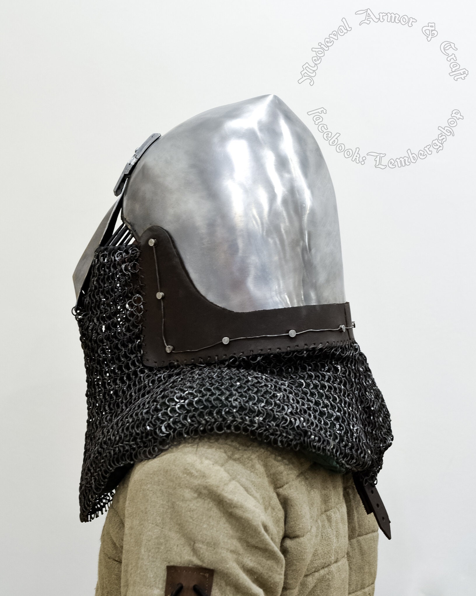 Nasal Bascinet Helm with padding and aventail included with | Etsy