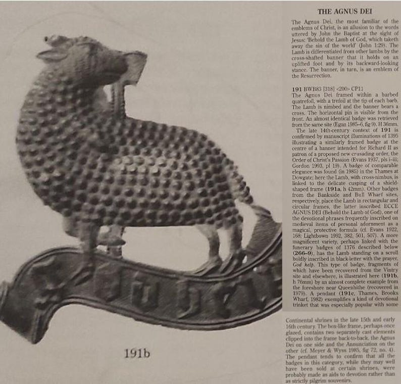 Agnus Dei Pilgrim Badge Replica – the Lamb of God. Big Pilgrim Pin for ...