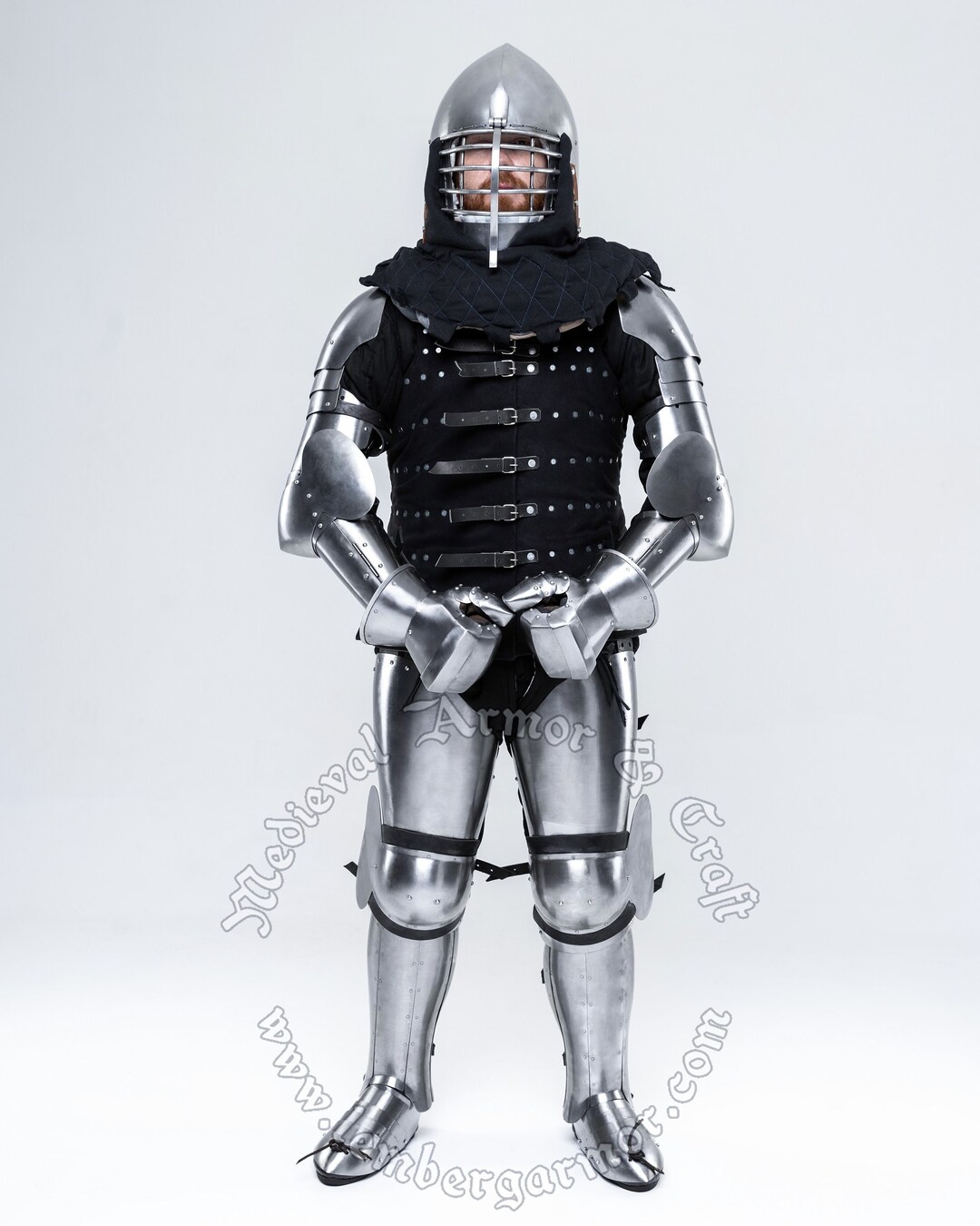 Buhurt Set of Armor footman With Wolf Ribs Helmet With Fabric Aventail ...