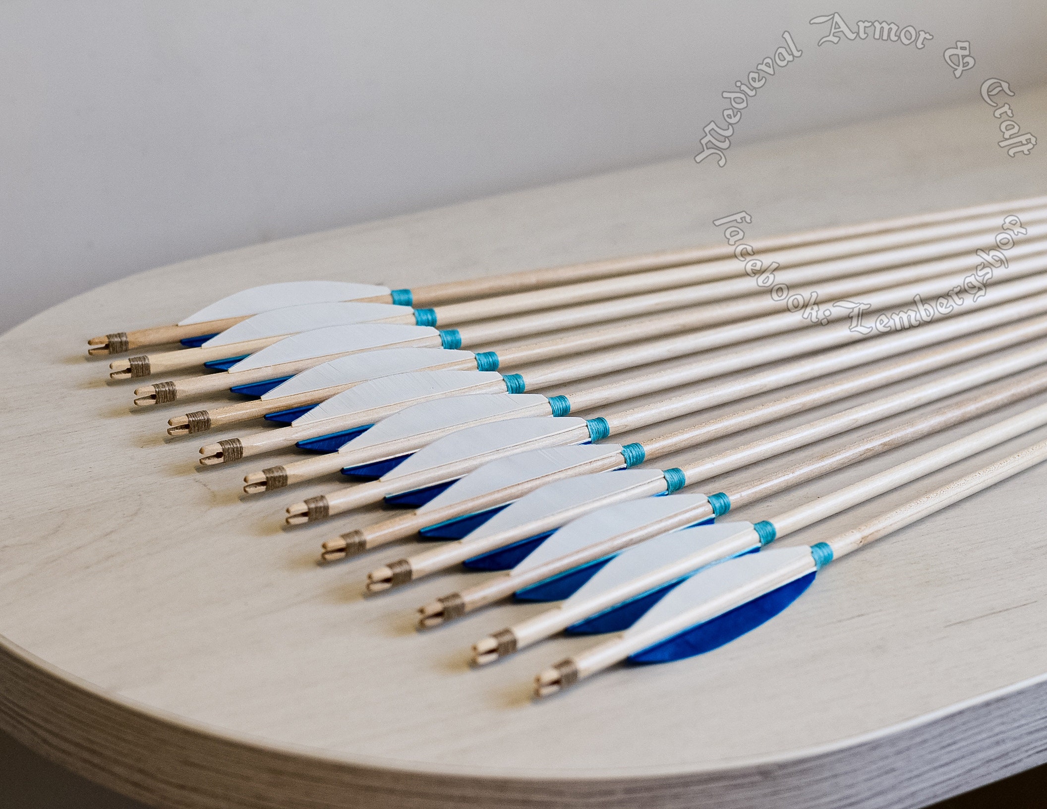 Blue wooden arrows for traditional and medieval archery. | Etsy