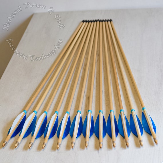 Blue wooden arrows for traditional and medieval archery. | Etsy