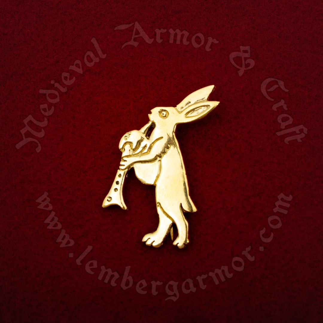 Medieval Killer Rabbit Badge: Bunny With a Pipe, Inspired by 14th ...