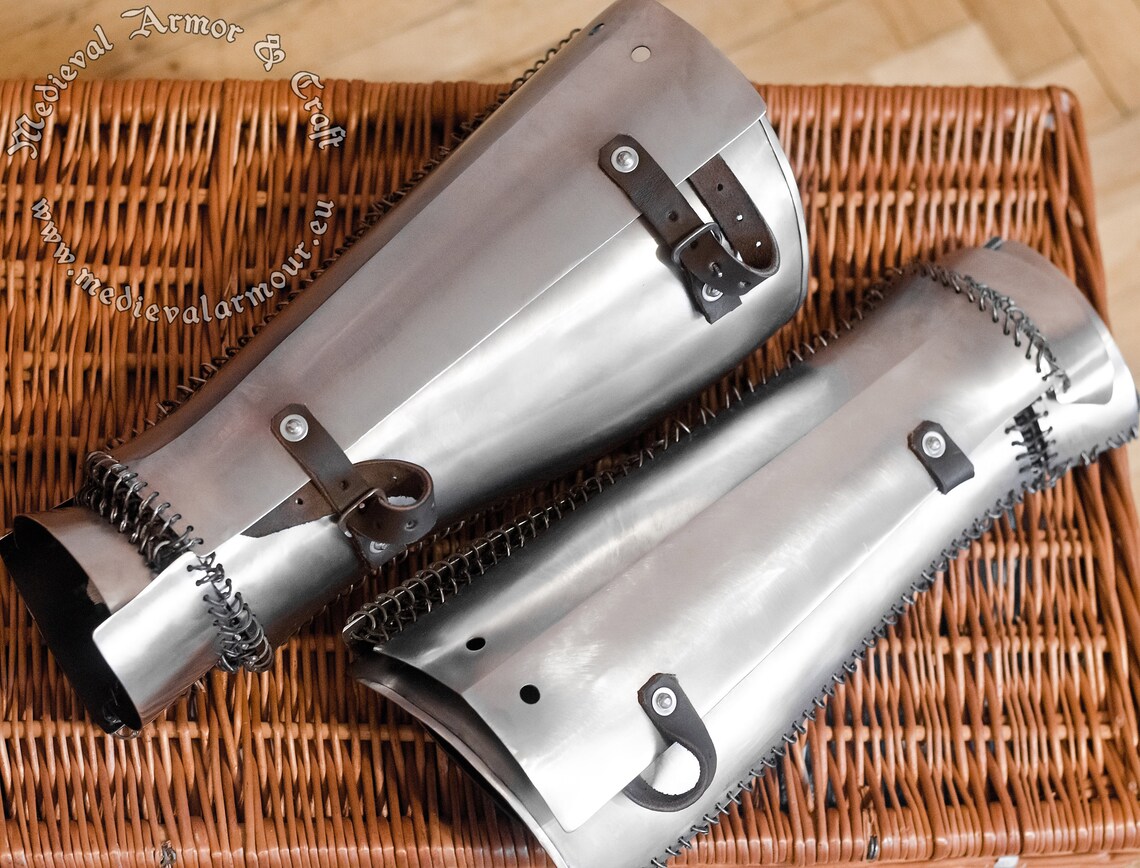 Hardened Eastern greaves with the chain mail. Buhurt and steel | Etsy