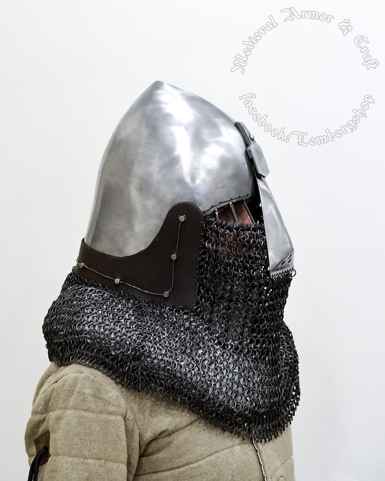 Nasal Bascinet Helm with padding and aventail included with | Etsy