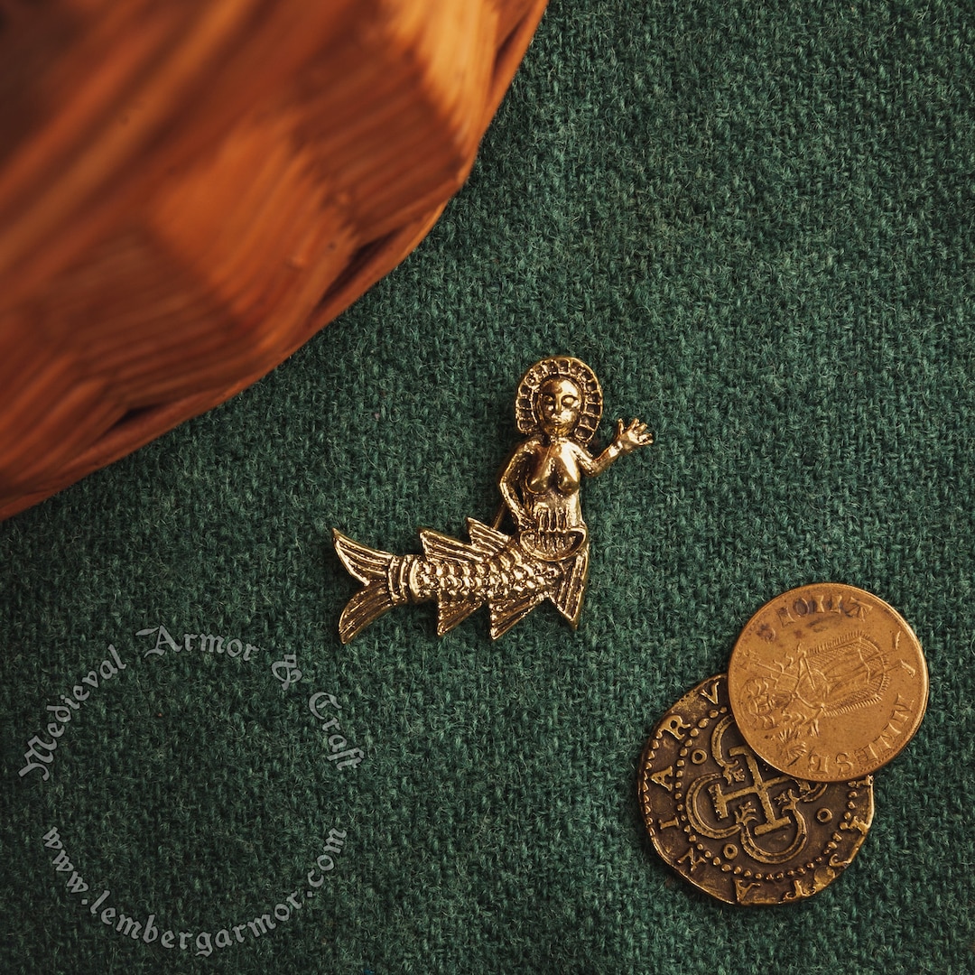 Mermaid Medieval Badge Replica. Pilgrim Pin for a Hat or a Cloak, for ...