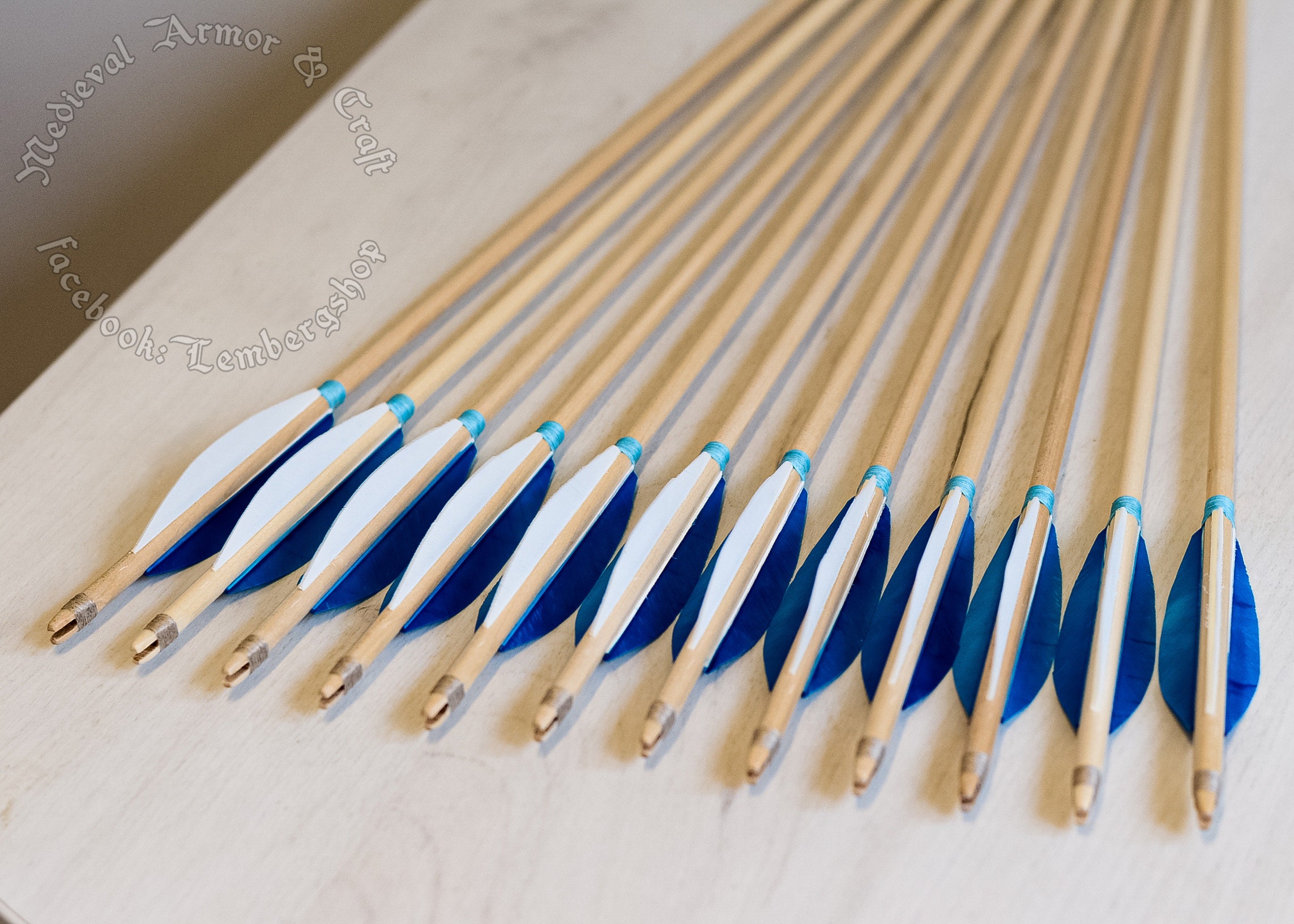 Blue wooden arrows for traditional and medieval archery. | Etsy