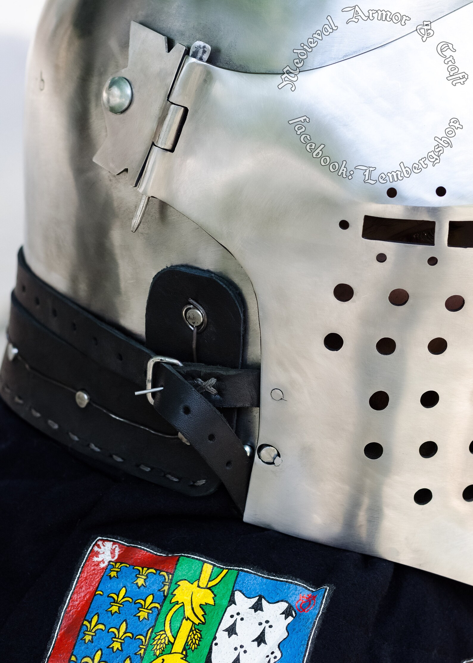 Medieval European Helmet Spoleto Bacinet With Lifting Visor and Coat-of ...