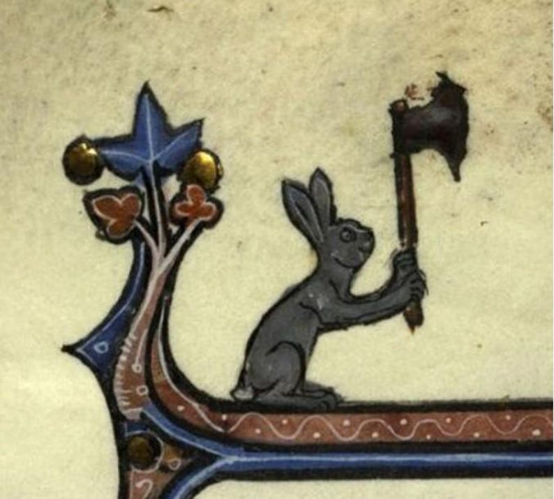 Medieval Killer Rabbit Badge: Bunny With an Ax, Inspired by 14th ...