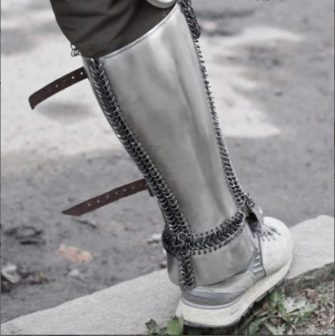 Hardened Eastern Greaves With the Chain Mail. Buhurt and Steel Fight ...