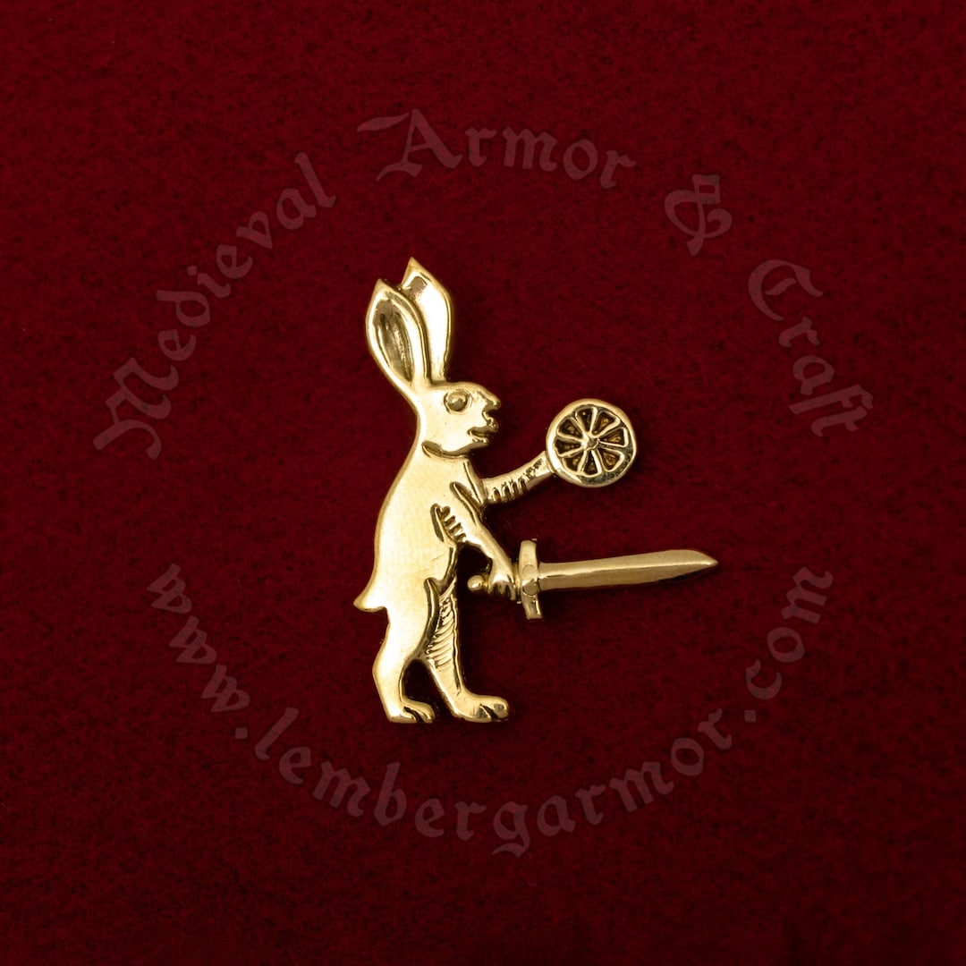 Medieval Killer Rabbit Badge: Bunny With a Sword and Shield, Inspired ...
