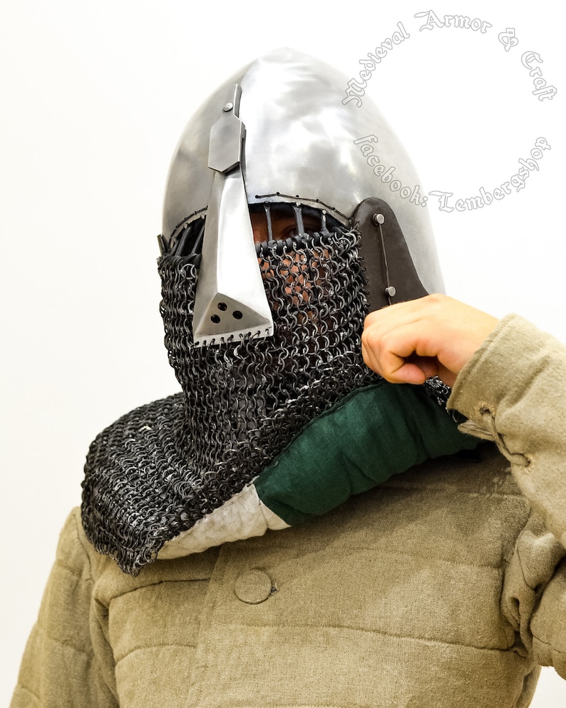 Nasal Bascinet Helm with padding and aventail included with | Etsy