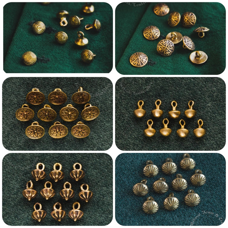 Medieval Gold brass Buttons 14th-15th Centuries for the | Etsy