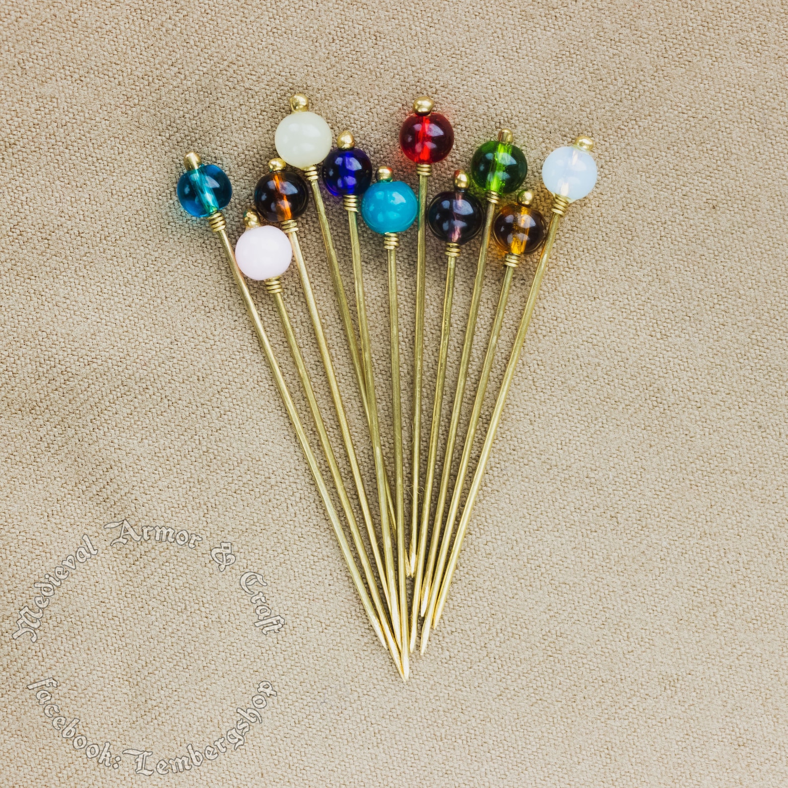 Brown Medieval Glass Pins for a Headdress (5prc Set), the Hairpins 13th ...