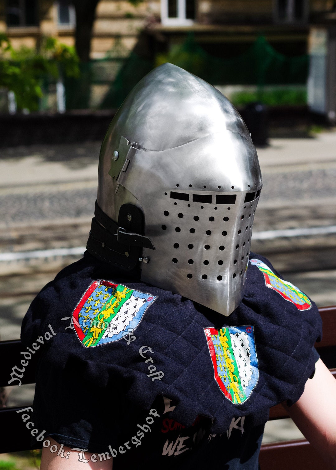 Medieval European Helmet Spoleto Bacinet With Lifting Visor and Coat-of ...