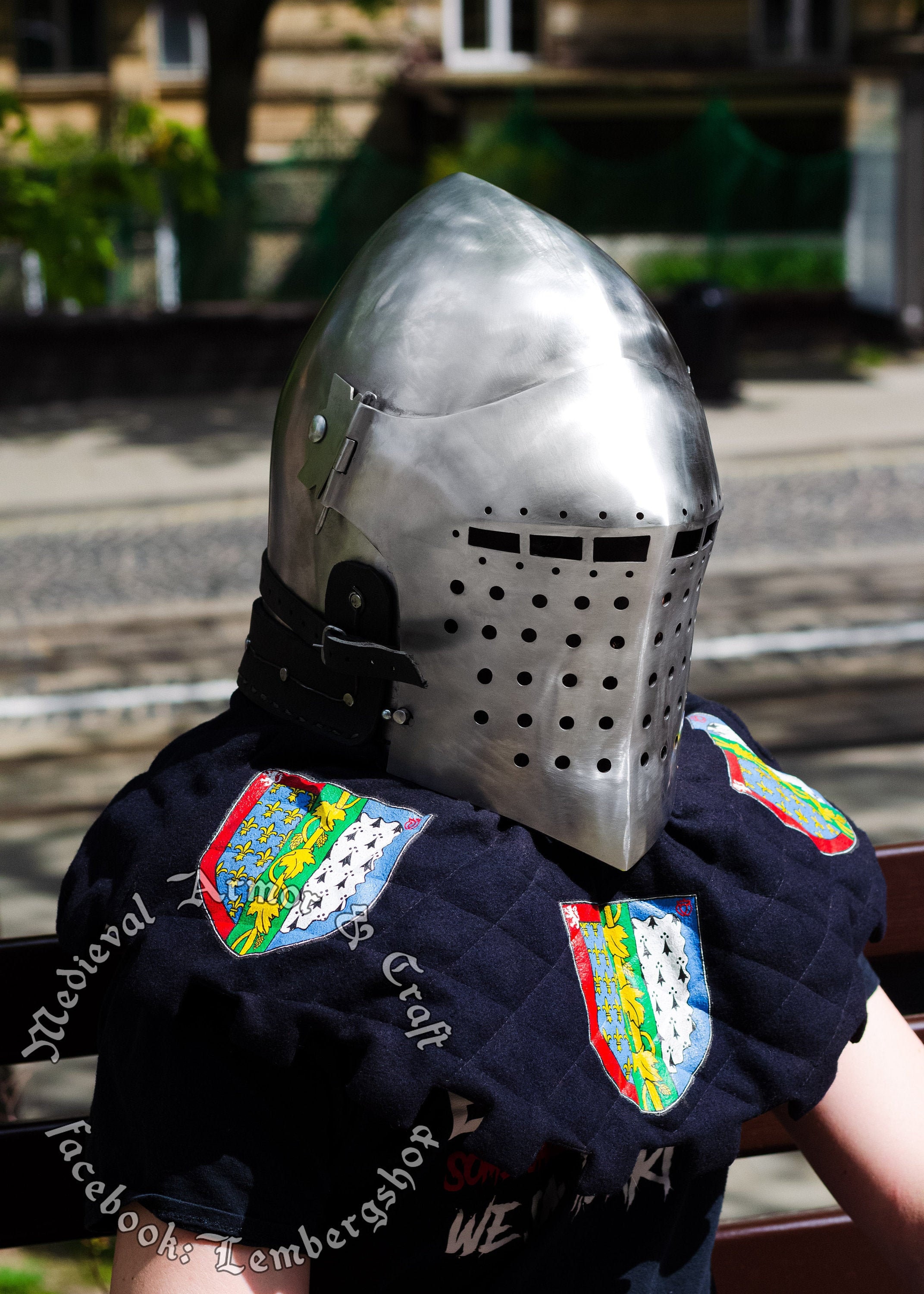 Medieval European Helmet Spoleto Bacinet With Lifting Visor and Coat-of ...