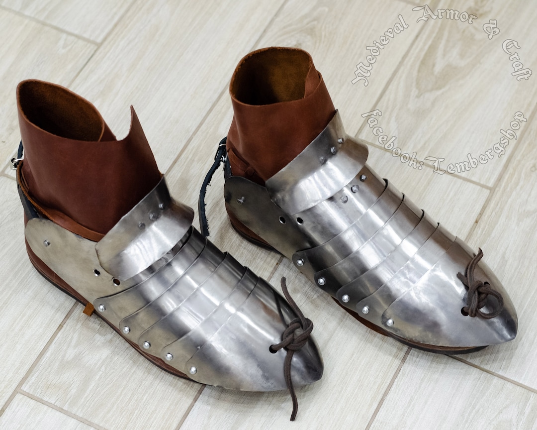 The Set: Titanium or Tempered Steel Segmented Sabatons + Combat Boots ...