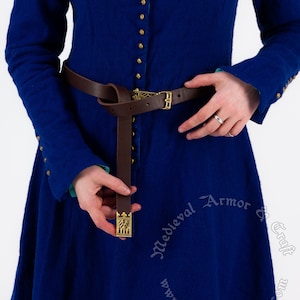 Unisex Leather Gothic Medieval Belt With Brass Buckle and a Gothic ...
