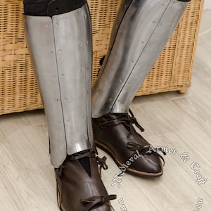 Medieval Greaves 14th -15th Century. Closed Anatomical 5-parts Greaves ...