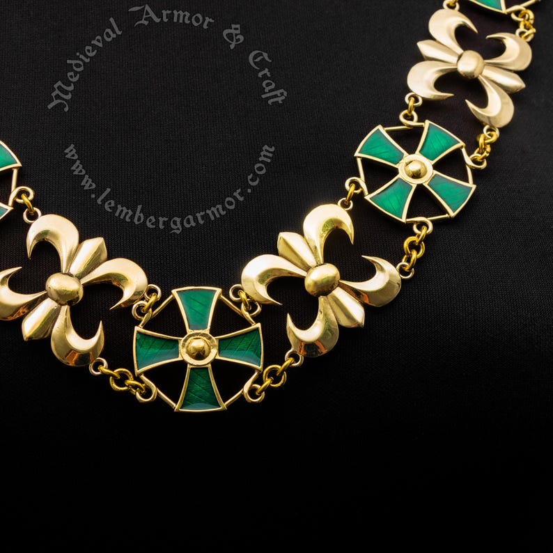 Replica of Medieval Livery Collar, Brass Chain of Office With Fleur-de ...