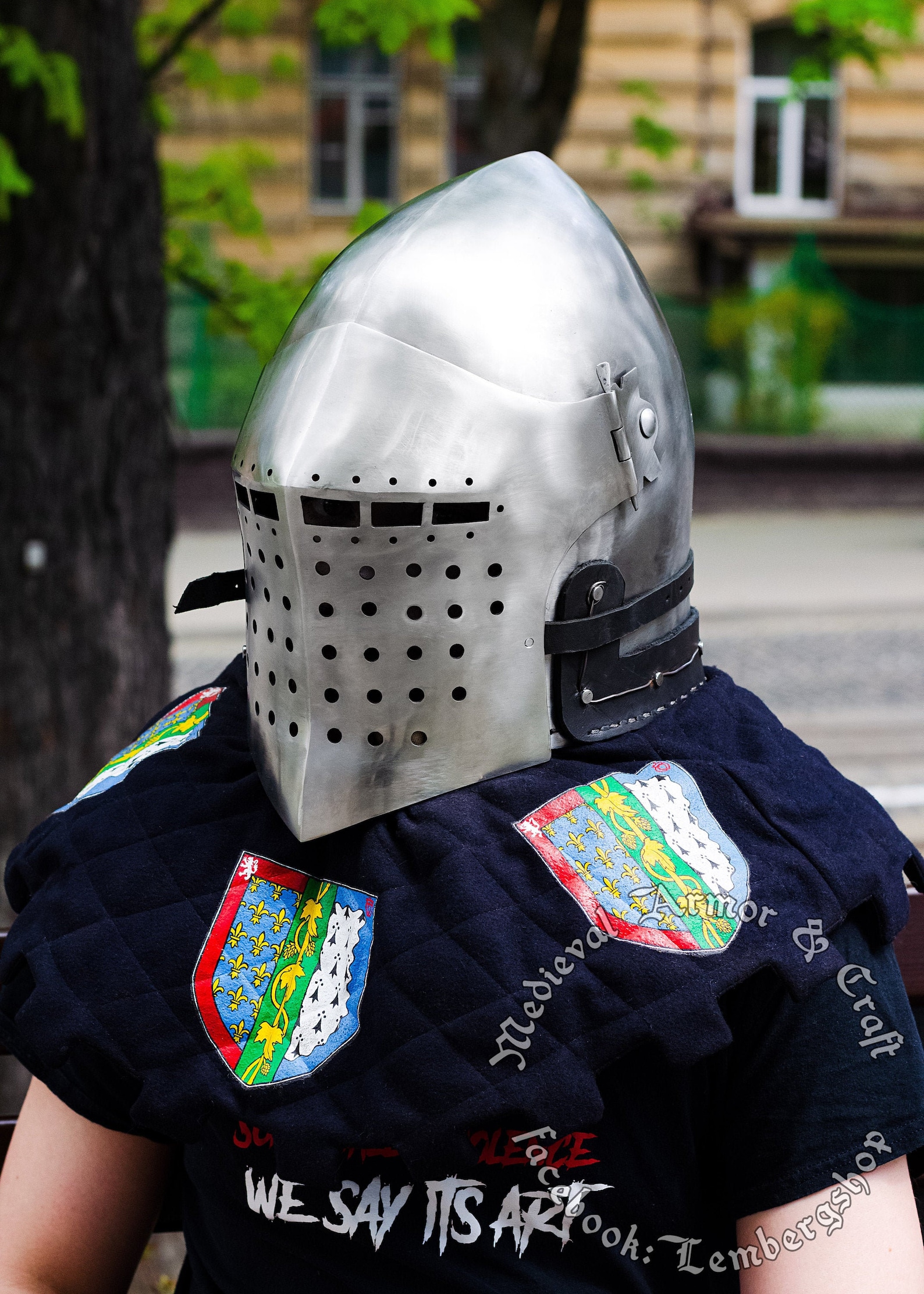Medieval European Helmet Spoleto Bacinet With Lifting Visor and Coat-of ...