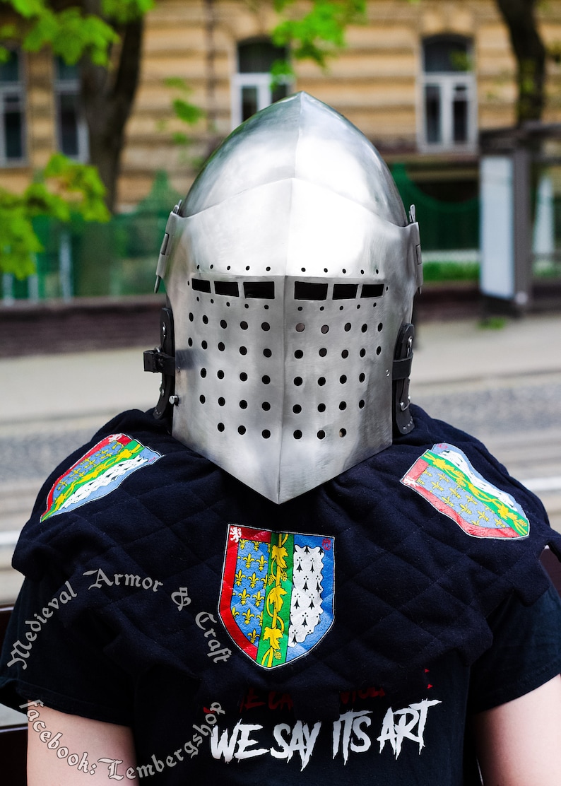 Medieval European Helmet Spoleto Bacinet With Lifting Visor and Coat-of ...