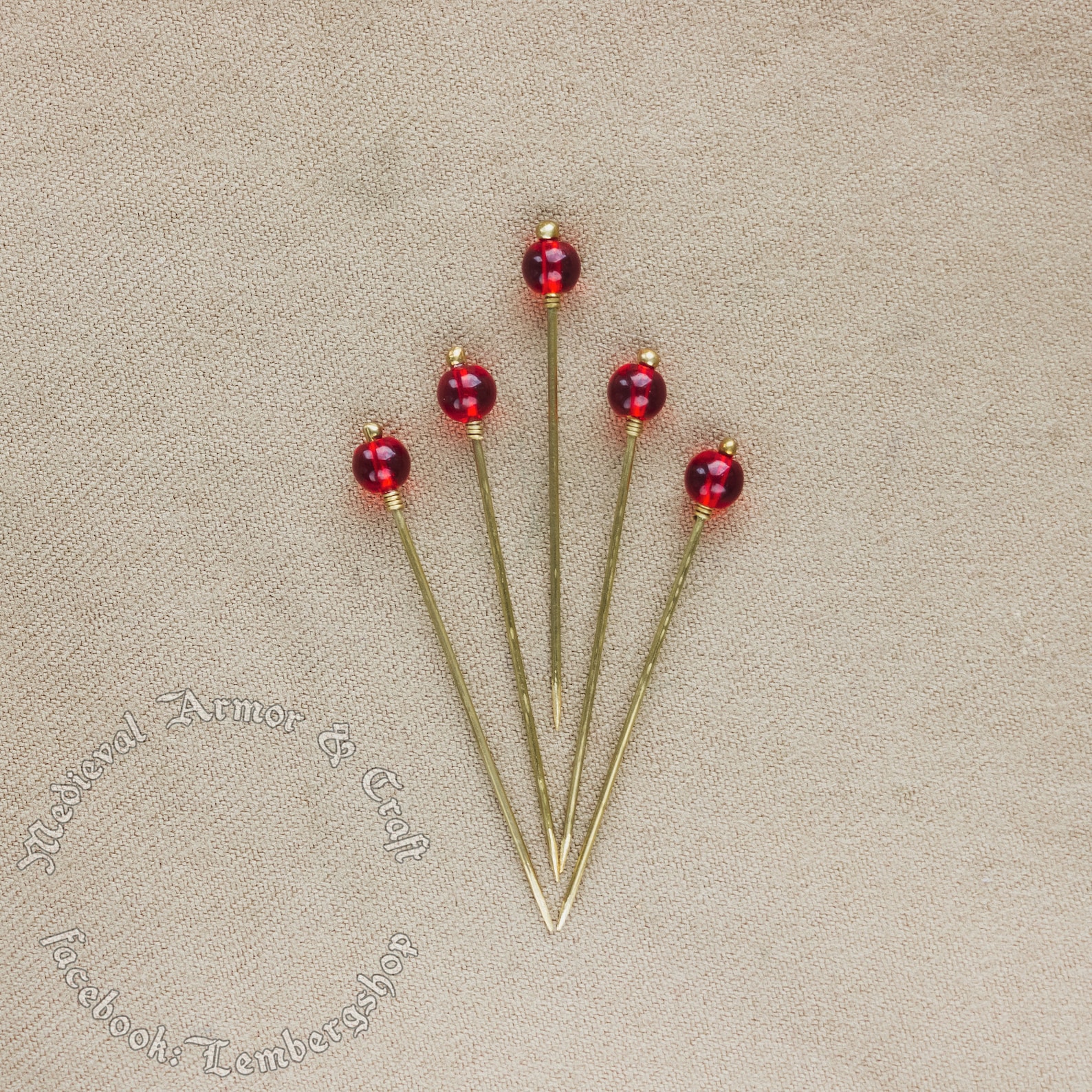 Red Medieval Pins for a Headdress 5prc Set the Hairpins - Etsy