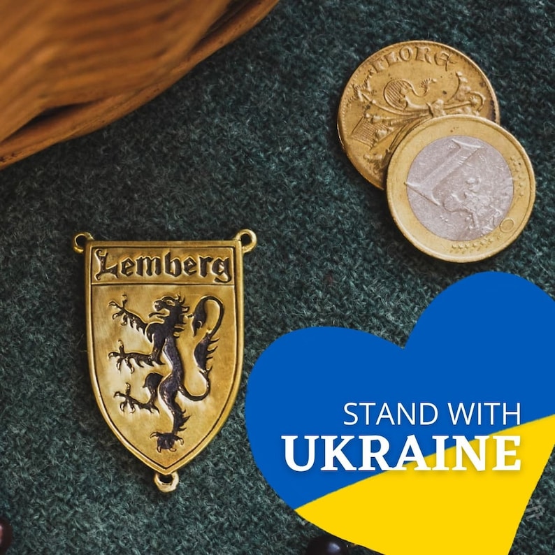 Stand With Ukraine. Ukrainian Reenactment Badge(brass) With Lemberg ...