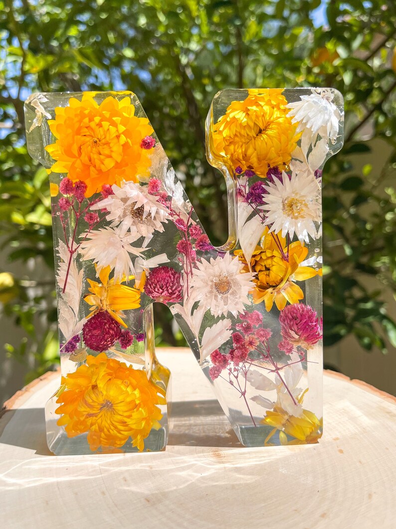 Dried Floral Resin Letter Light - Etsy