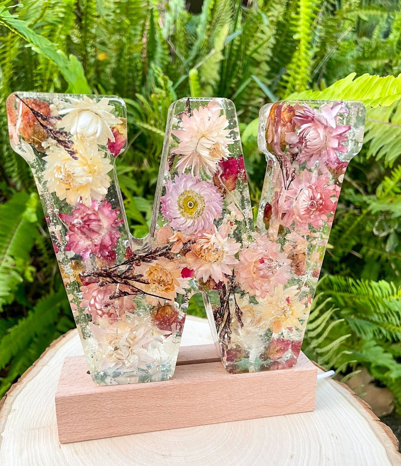 Dried Floral Resin Letter Light - Etsy